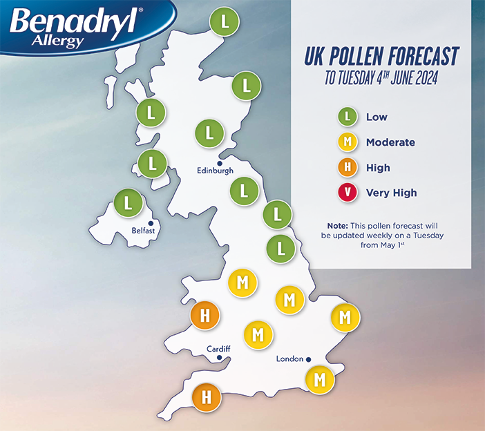 UK pollen forecast in your area