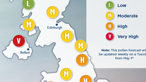 UK pollen forecast in your area